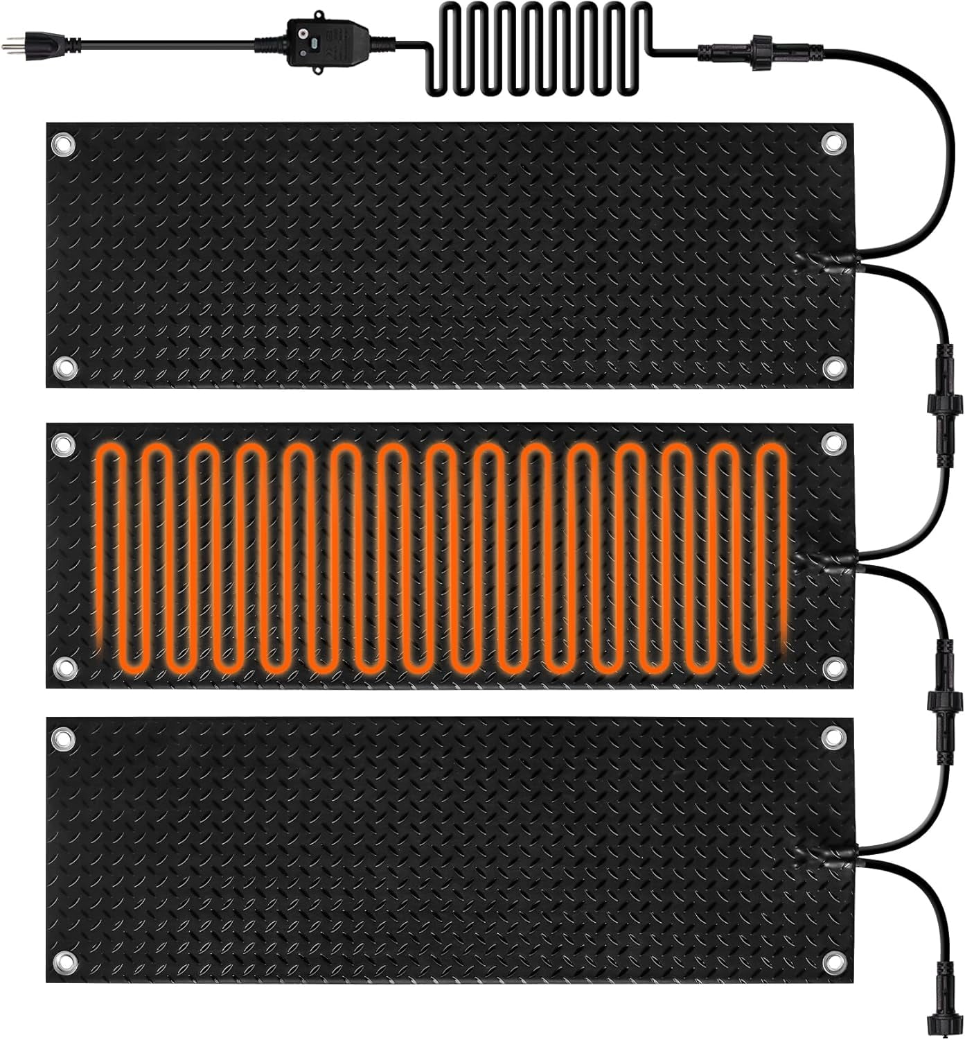 3PCS Heated Snow Melting Mats 10" x 30",Upgraded Anti-Slip Electric ...