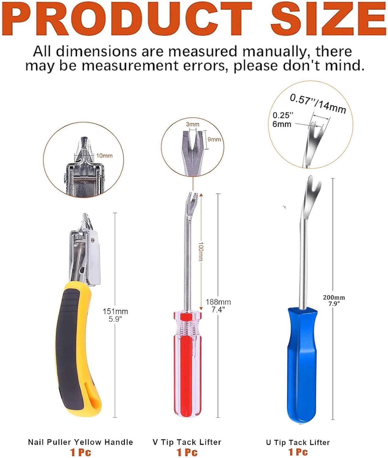 3PCS Heavy Duty Staple Remover Kit with Nail Puller, Tack Lifter Multi ...