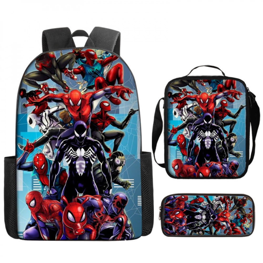 3PCS Hero Graphic Backpack Set Urban Comic Style Bag Combo with ...