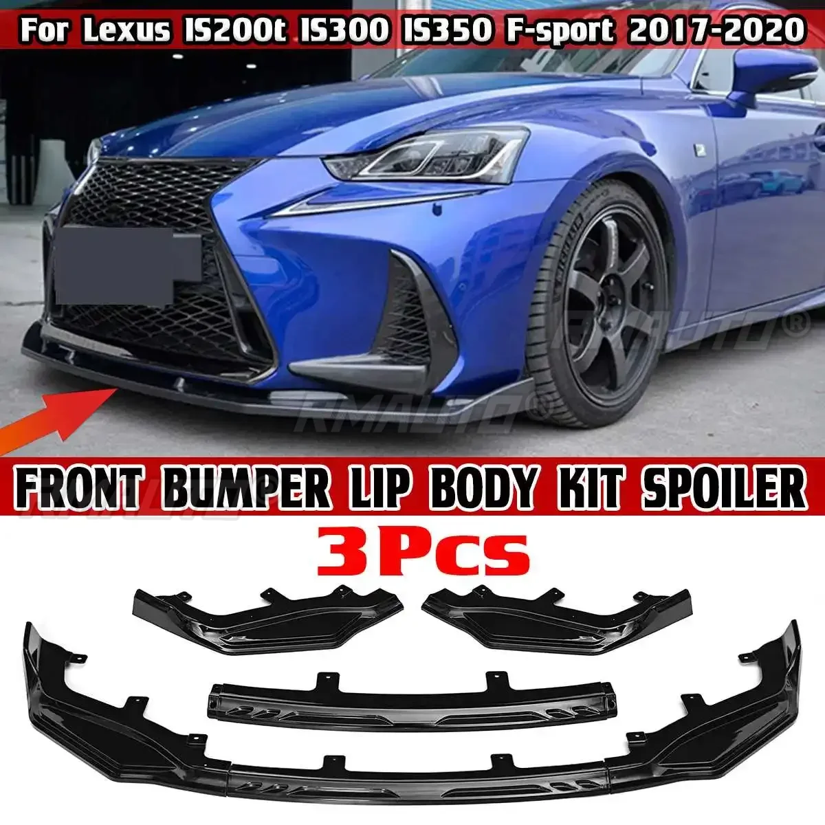 3PCS High Quality Car Front Bumper Lip Spoiler For Lexus IS200t IS300 ...