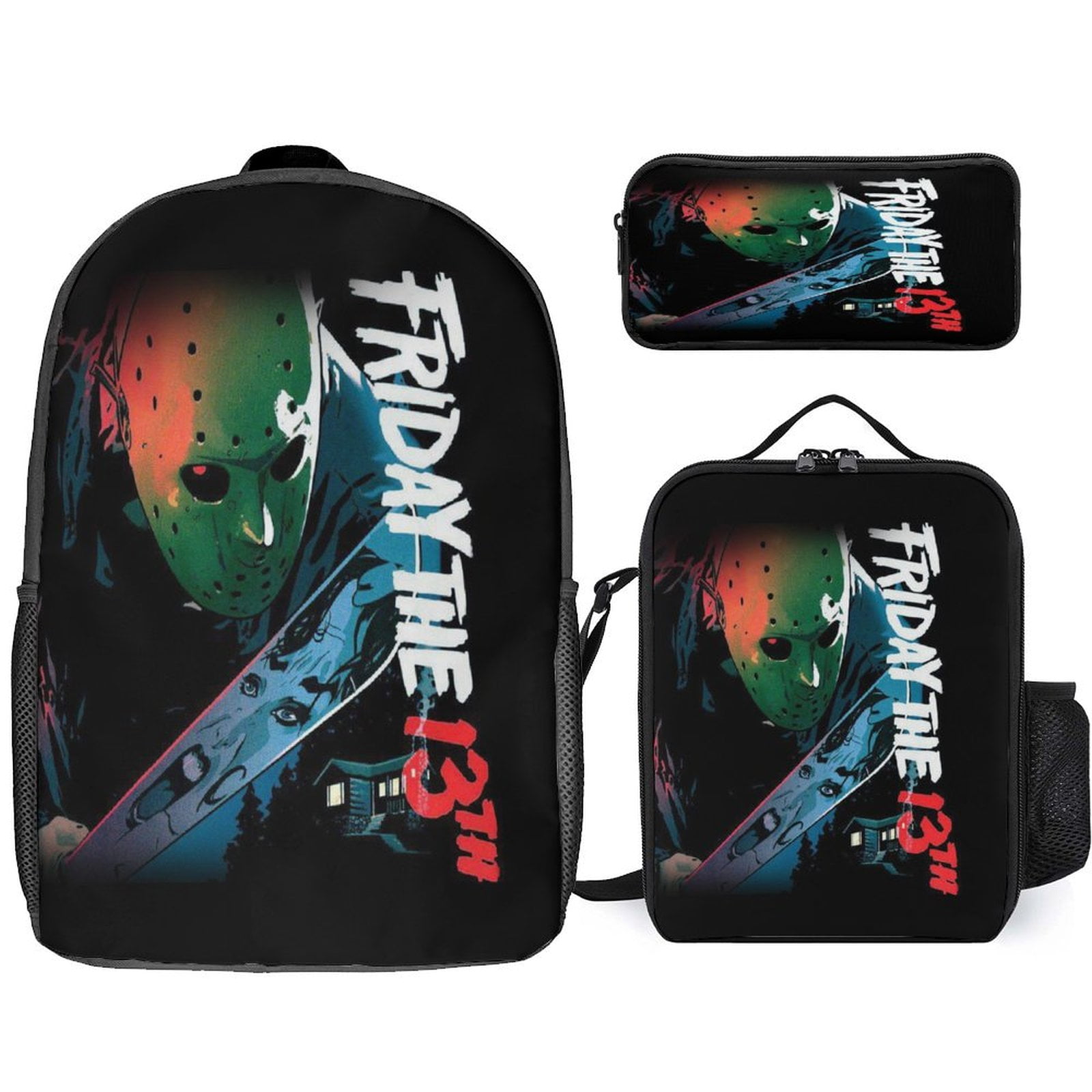 3PCS Horror Movie Friday The 13th Backpack Set Cartoon Backpacks with ...