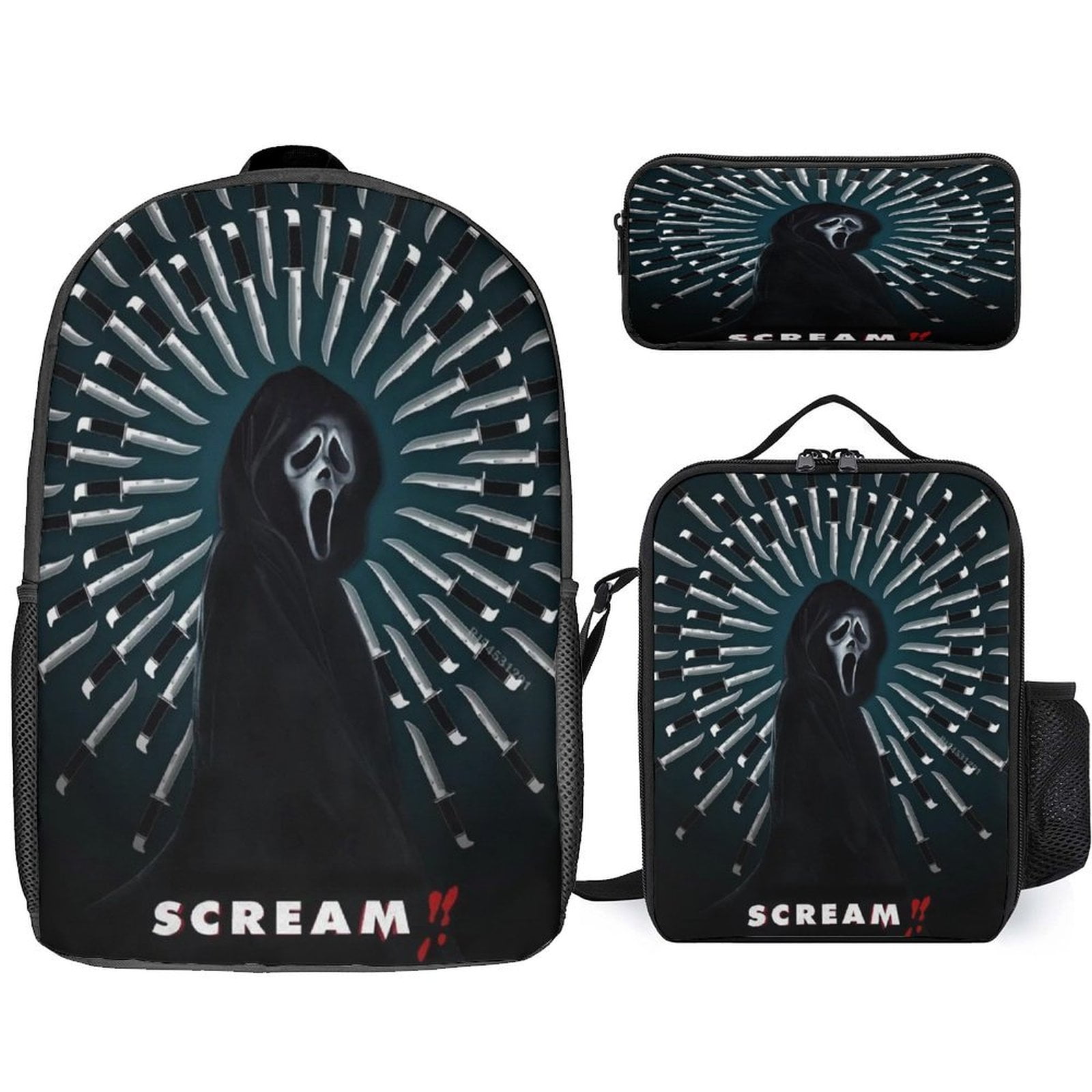 3PCS Horror Movie Scre-am0 Backpack Set Large Capacity Bookpacks With ...