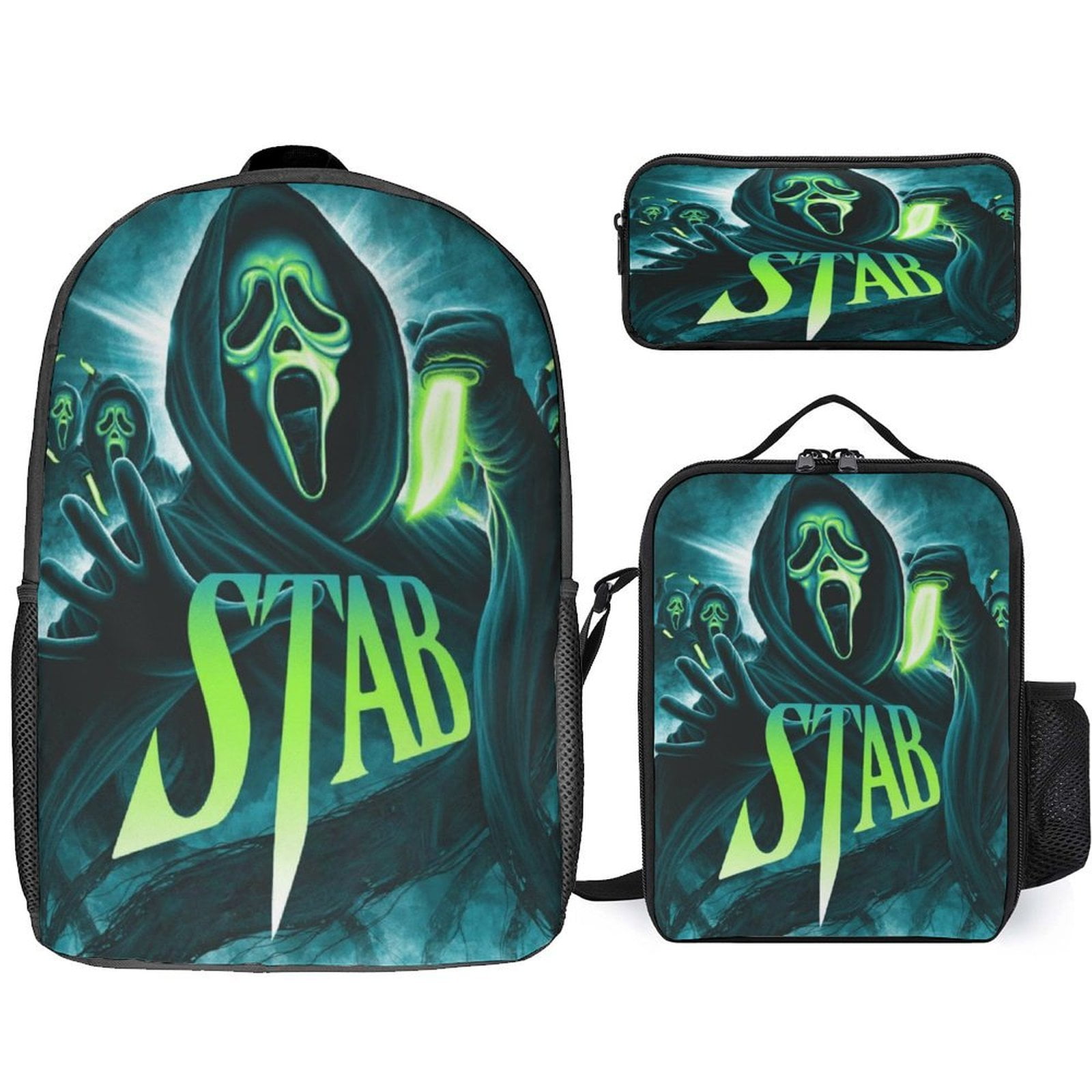 3PCS Horror Movie Scre-am0 Backpack Set Large Capacity Bookpacks With ...