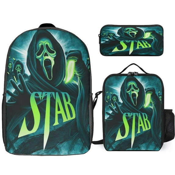 3PCS Horror Movie Scre-am0 Backpack Set Large Capacity Bookpacks With ...