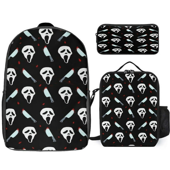 3PCS Horror Movie Scre-am0 Backpack Set Large Capacity Bookpacks With ...