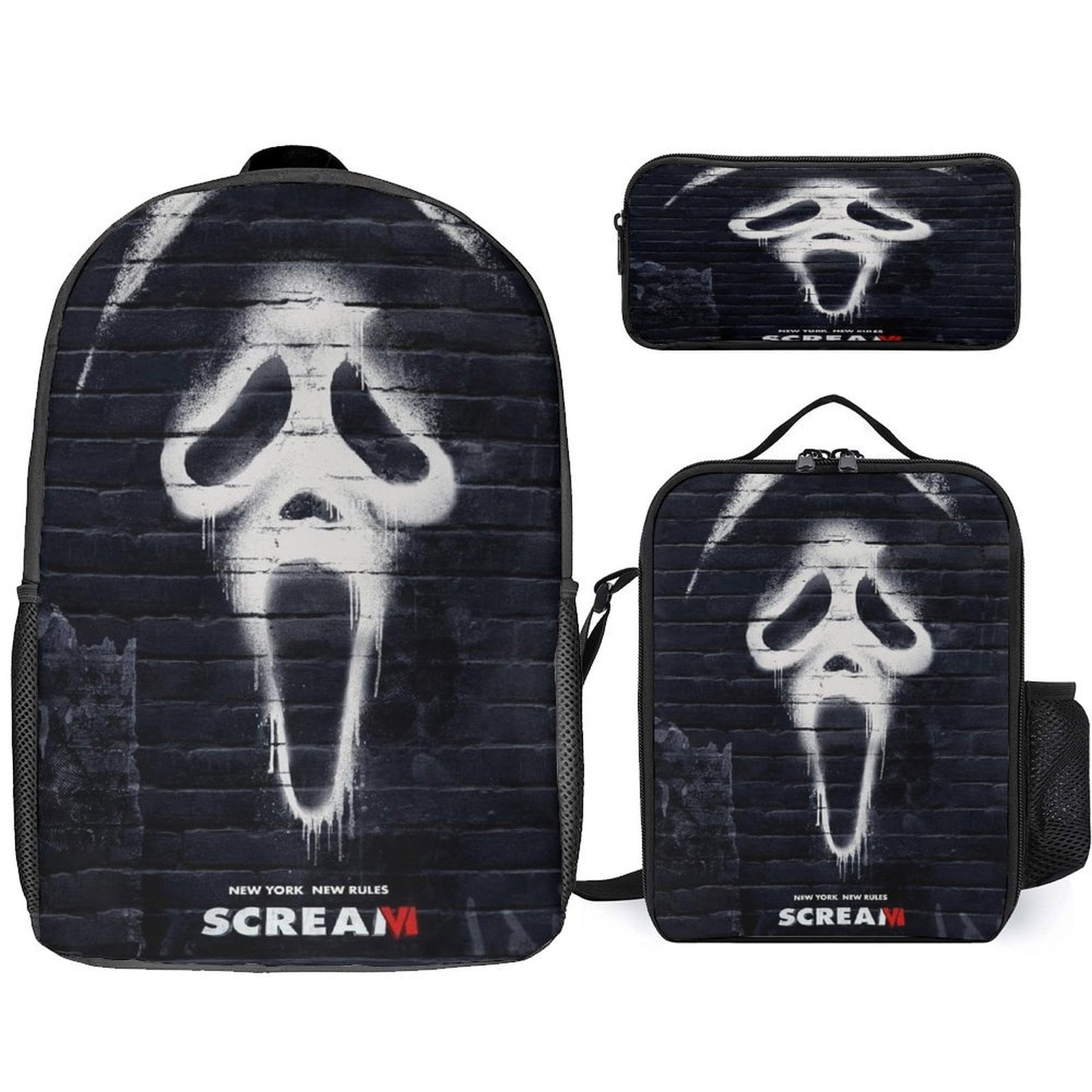 3PCS Horror Movie Scre-am0 Backpack Set Large Capacity Bookpacks With ...