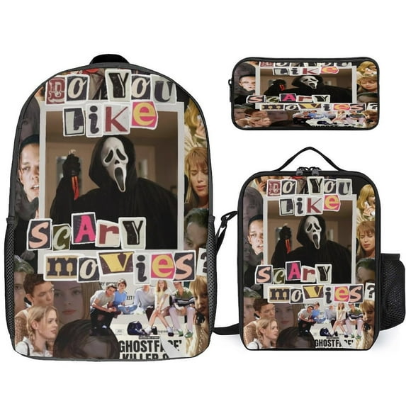 3PCS Horror Movie Scre-am0 Backpack Set Large Capacity Bookpacks With ...