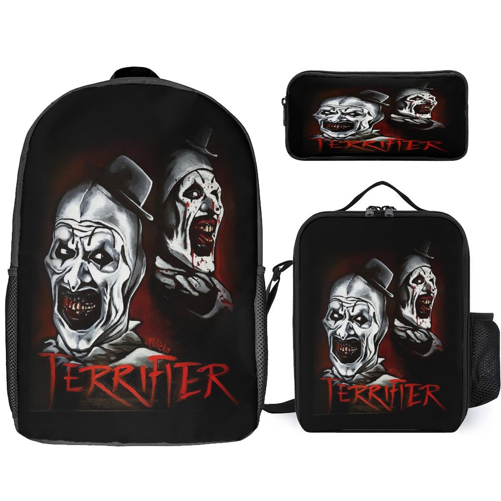 3PCS Horror Movie Terrifier Backpack Set Large Capacity Bookbag with ...