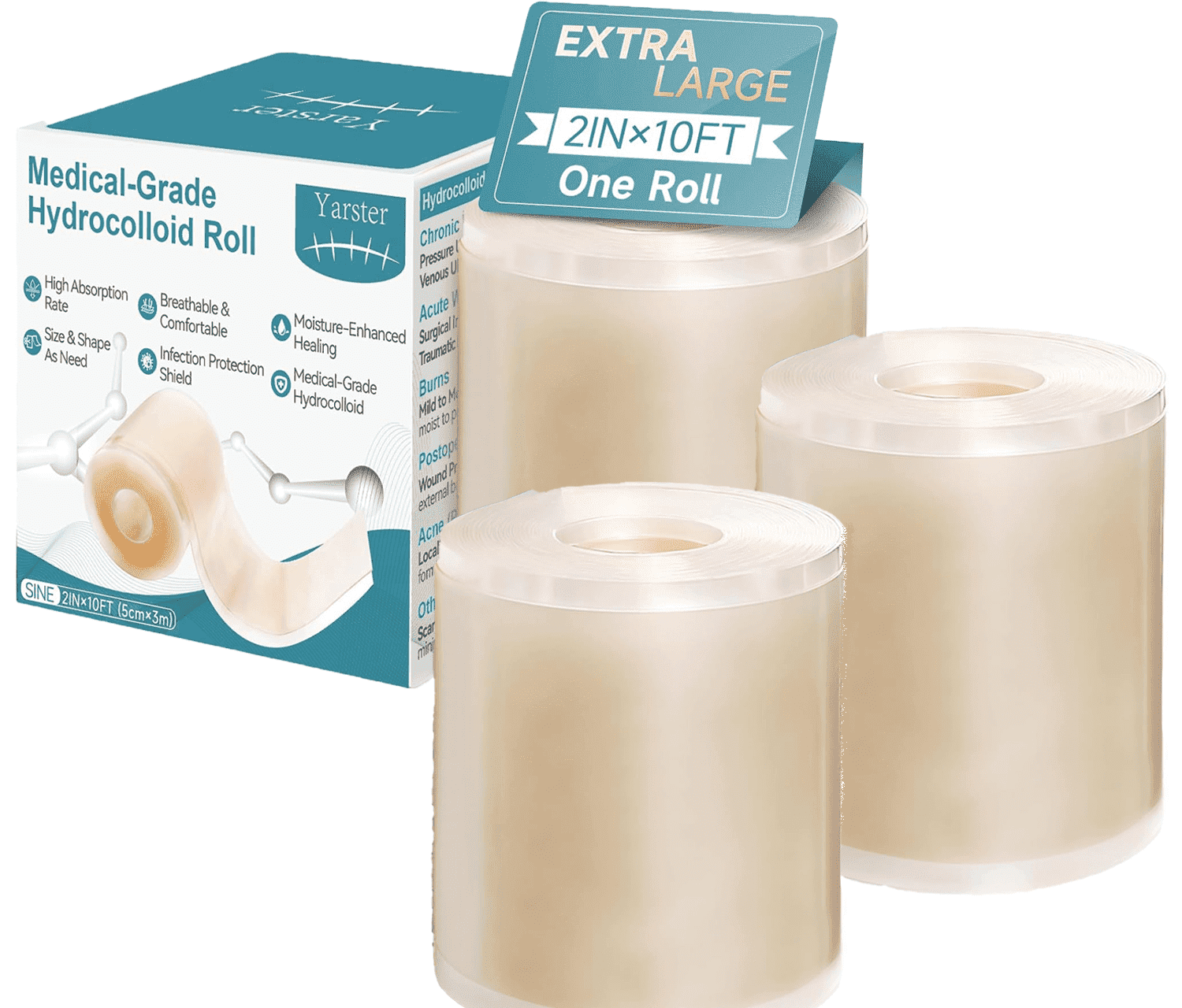 3PCS-Hydrocolloid Roll for Wound Care, Extra Large Self-Adhesive ...