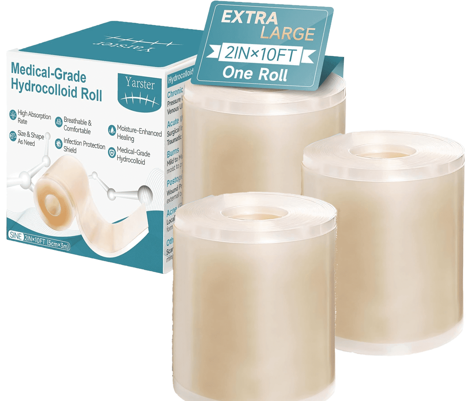 3PCS-Hydrocolloid Roll for Wound Care, Extra Large Self-Adhesive ...