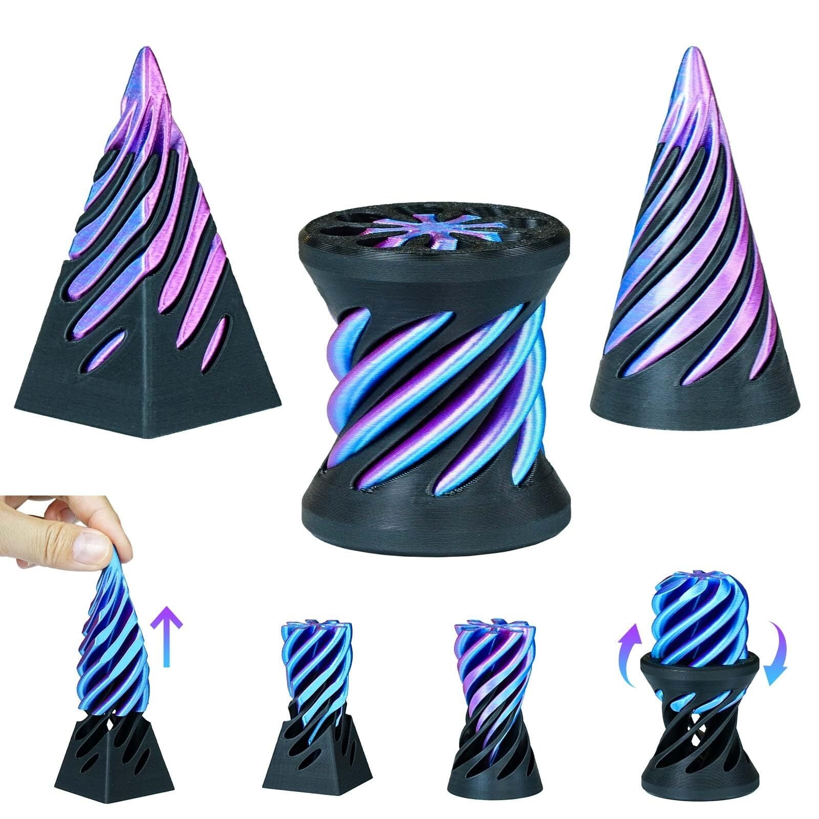 3PCS Impossible Cone,3D Printed Spiral Cone Fidget Impossible Pyramid ...