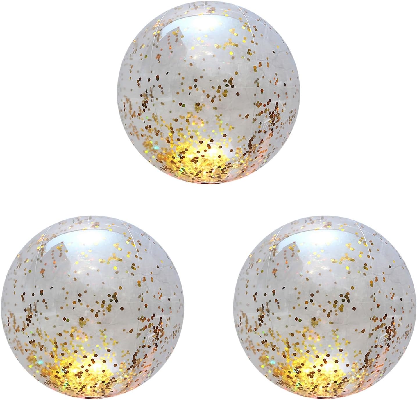 3PCS Inflatable Glitter Beach Ball, 16 Inch Large Glitter Ball ...