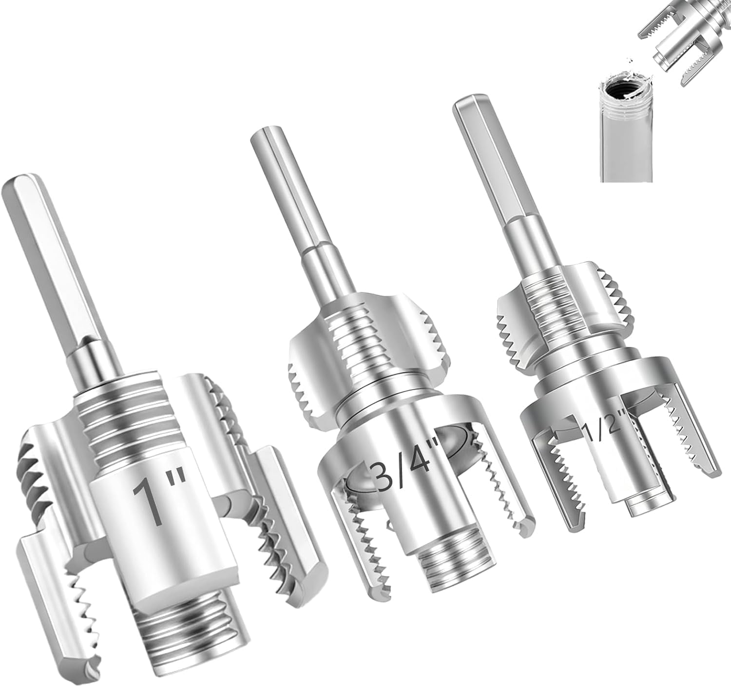 3PCS Integrated PVC Pipe Threader Tool - 1/2" & 3/4" & 1" Dual-Function ...