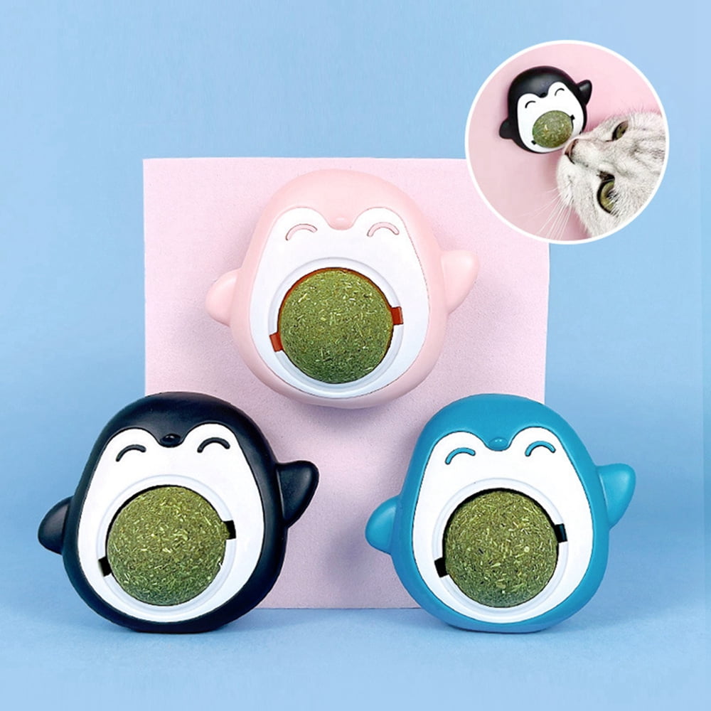 3PCS Interactive Spin Ball Toy,Balls Catnip Toys,Edible Cat Licking ...