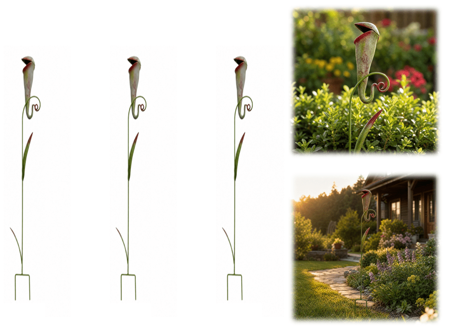 3PCS Iron Flower Petal Ground Stake, Hand-Forged Iron Petal Garden ...