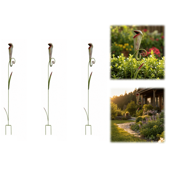 3PCS Iron Flower Petal Ground Stake, Hand-Forged Iron Petal Garden ...