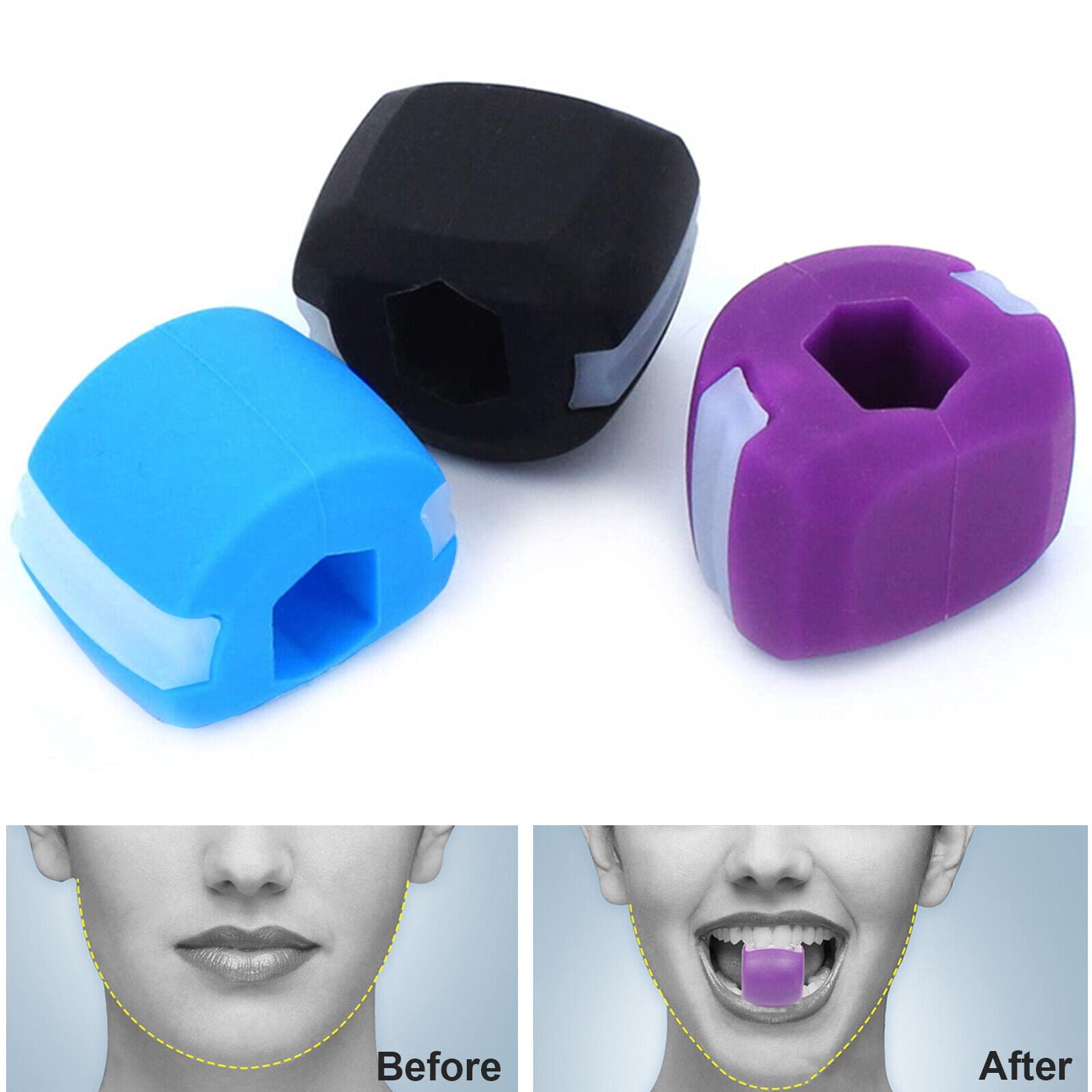 3PCS Jawline Mouth Exerciser Jaw Exerciser Fitness Ball 40LB Neck Face ...