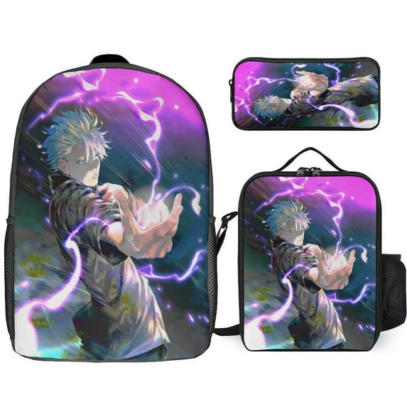 3PCS Jujutsu Anime Kaisen Backpack Set Large Capacity Bookpacks With ...