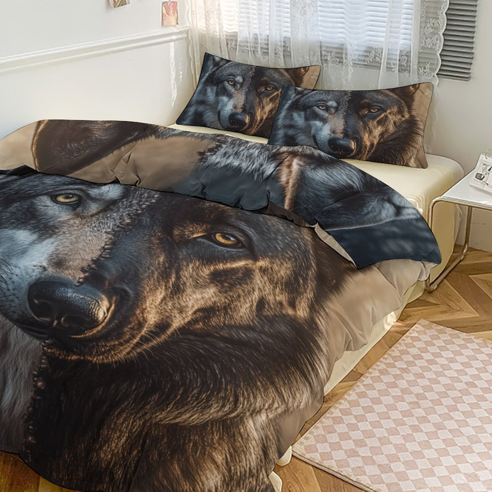 3PCS Jungle Wolf Mech Duvet Cover Set Twin, 1 Duvet Cover And 2 ...