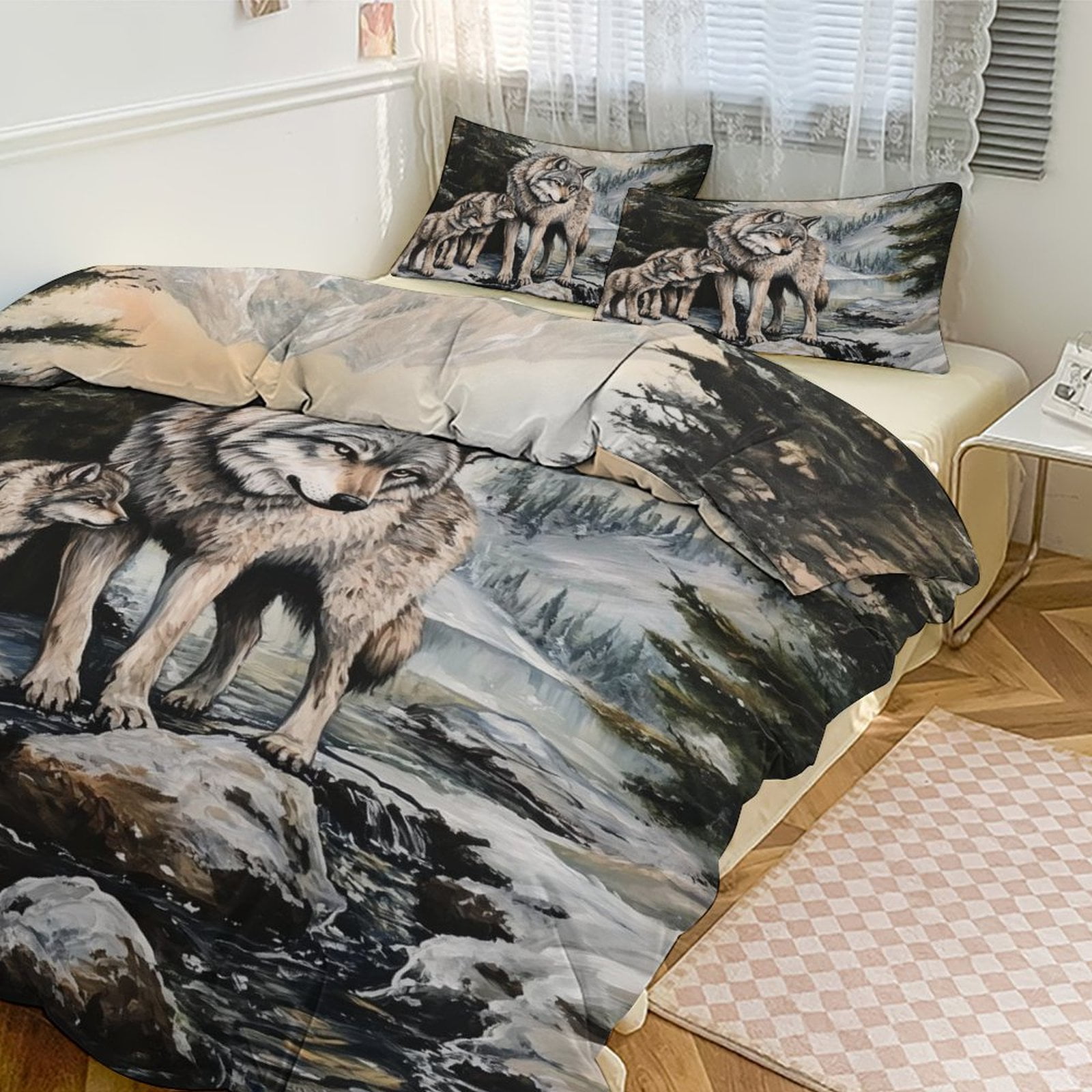 3PCS Jungle Wolf Mech Duvet Cover Set Twin, 1 Duvet Cover And 2 ...