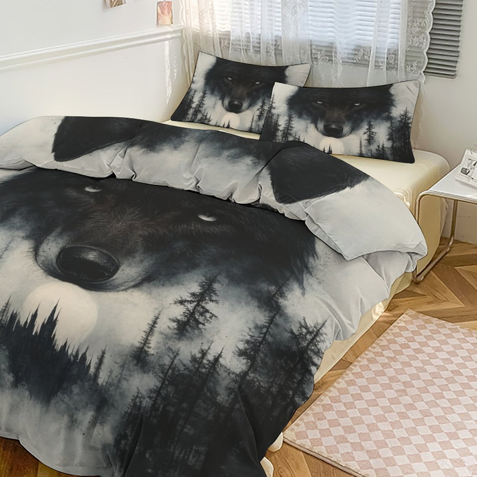 3PCS Jungle Wolf Mech Duvet Cover Set Twin, 1 Duvet Cover And 2 ...