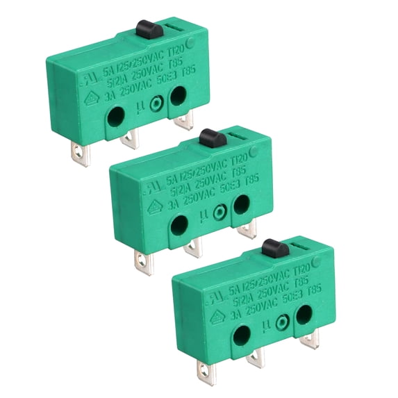 3PCS KW4-3Z-3 Micro Limit Switch SPDT NO NC Push Button Actuator Green ...