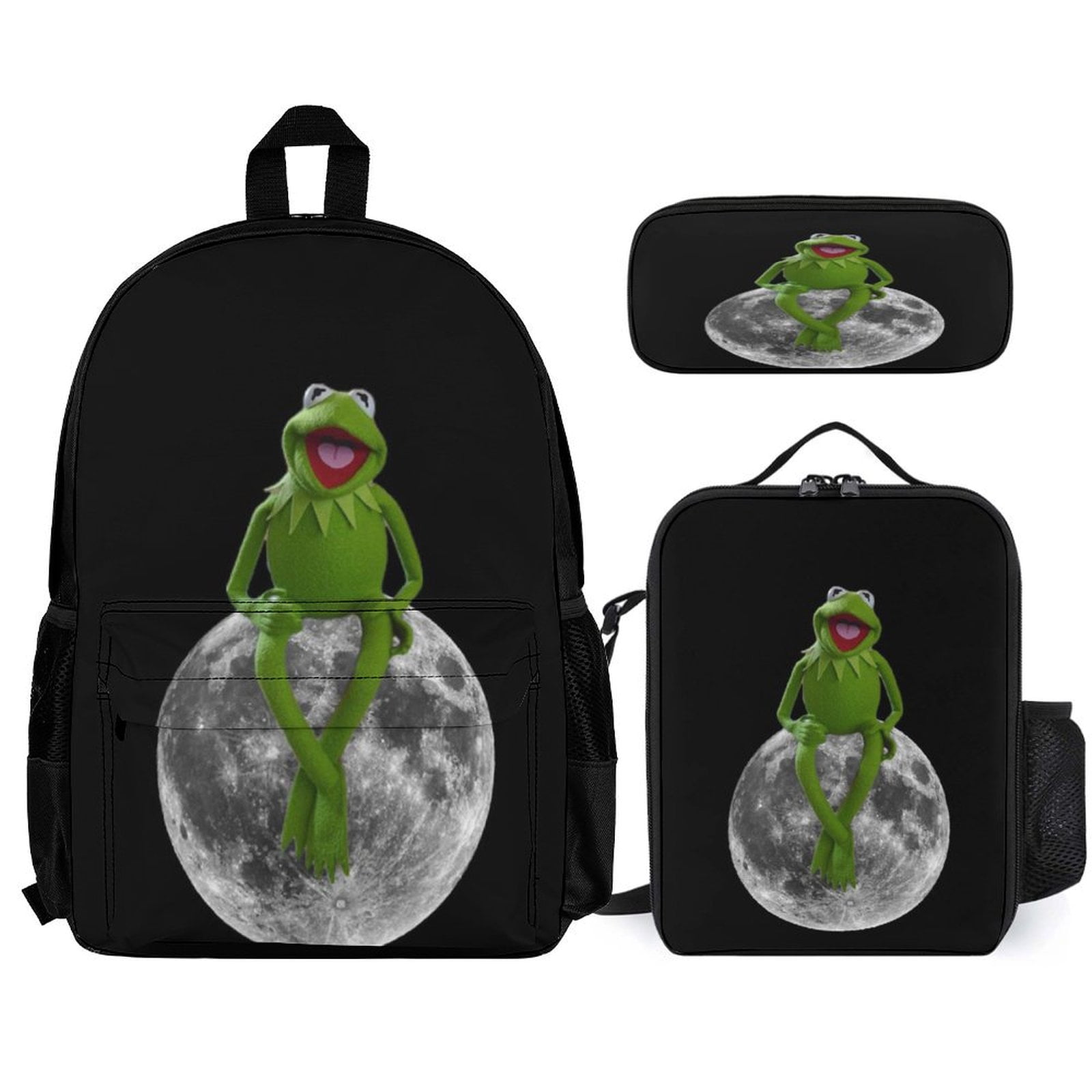 3PCS Ke-Rmit The Fro Backpac Set Backpac with Lunch Box Pencil Case ...