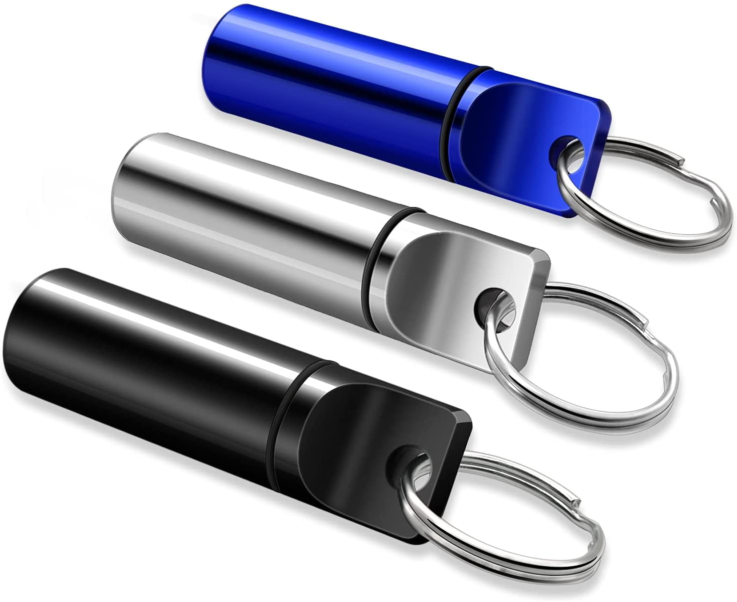 3PCS Keychain Pill Holder,Portable Aluminium Alloy Waterproof Pill Box ...
