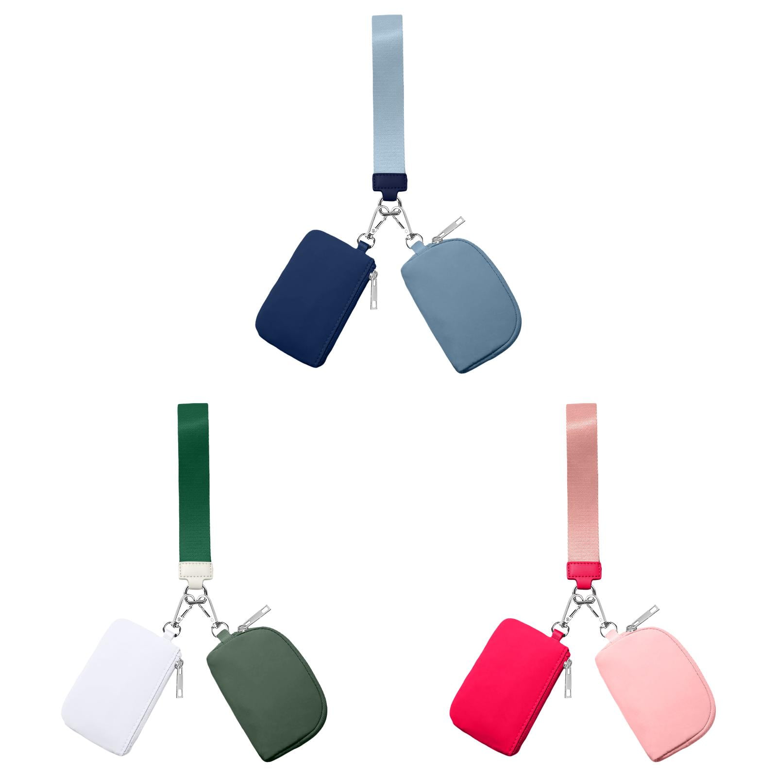 3PCS Keychain Wallet Mini Zip Around Wristlet Wallets For Women ...