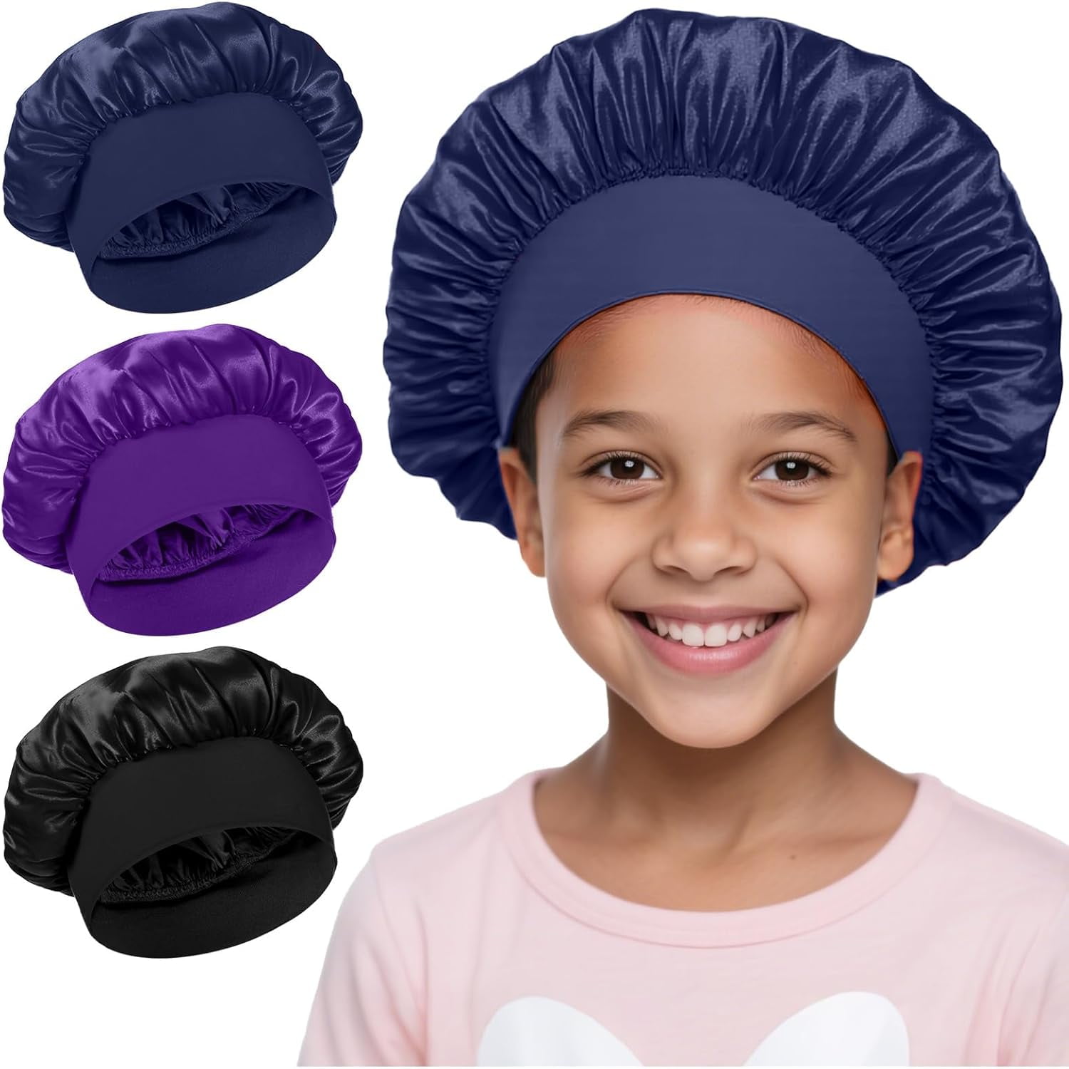 3PCS Kids Bonnets for Girls, Satin Silk Bonnet for Kids, Soft Wide Band ...