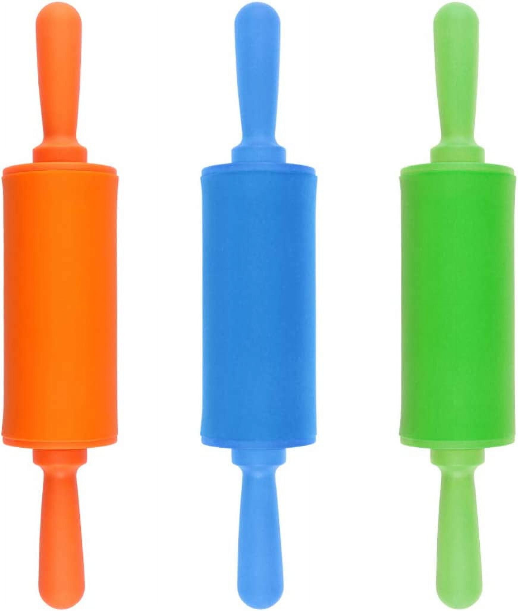 3PCS Kids Rolling Pin, 8.9 inch Plastic Dough Roller Mini Rolling Pin ...