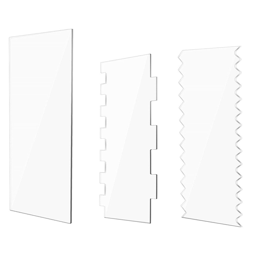 3PCS Kitchen Baking Tool Transparent Acrylic Cake Icing Scraper Cake ...