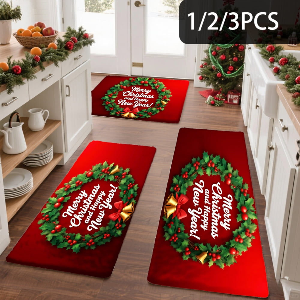 3PCS Kitchen Mat set, Welcome Door Flannel Rug,Home Decor for Front ...