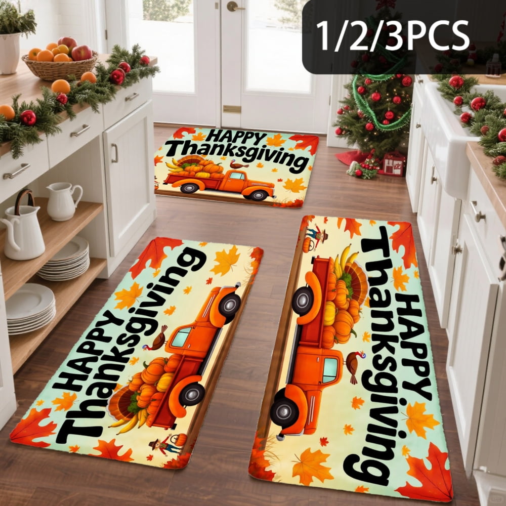 3PCS Kitchen Mat set,Welcome Door Flannel Rug,Home Decor for Front Door ...