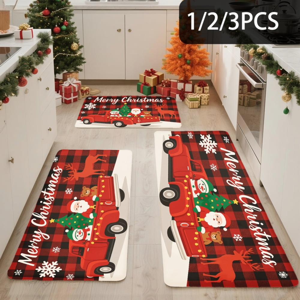 3PCS Kitchen Mat set,Welcome Door Flannel Rug,Home Decor for Front Door ...