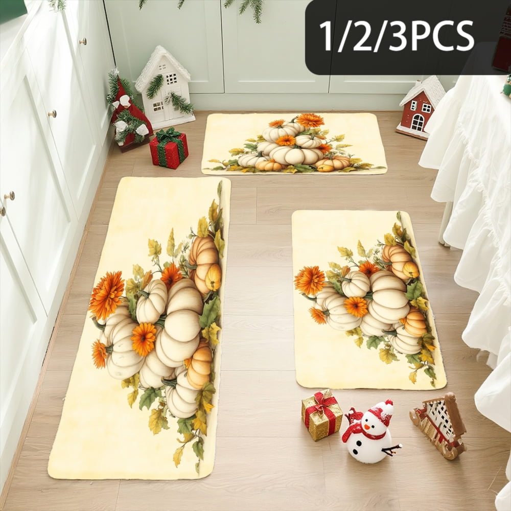 3PCS Kitchen Mat set,Welcome Door Flannel Rug,Home Decor for Front Door ...