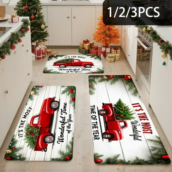 3PCS Kitchen Mat set, Welcome Door Flannel Rug,Home Decor for Front ...