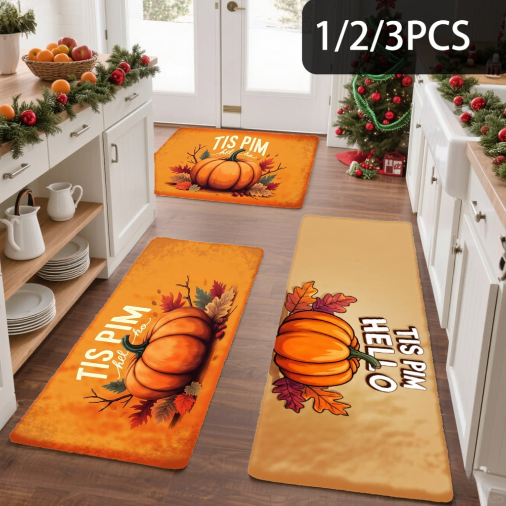 3PCS Kitchen Mat set, Welcome Door Flannel Rug,Home Decor for Front ...