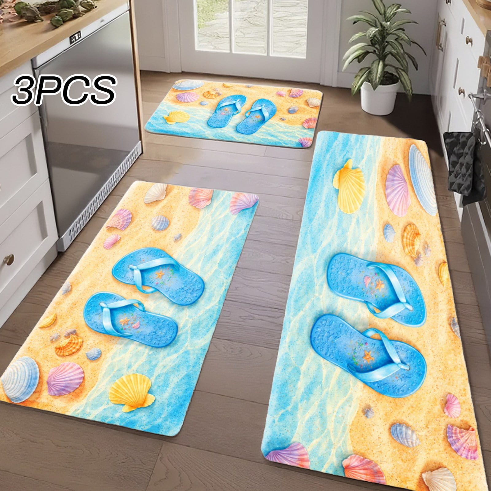 3PCS Kitchen Rugs, Welcome Door Mat set, Home Decoration for Front Door ...
