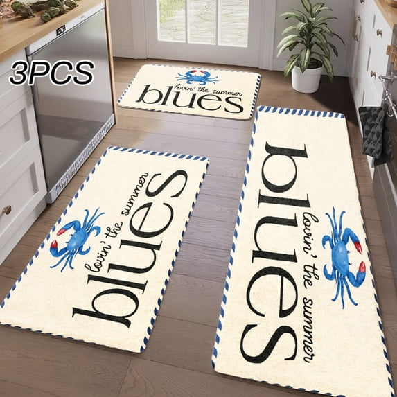 3PCS Kitchen Rugs, Welcome Door Mat set, Home Decoration for Front Door ...