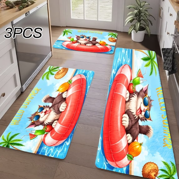 3PCS Kitchen Rugs, Welcome Door Mat set, Home Decoration for Front Door ...