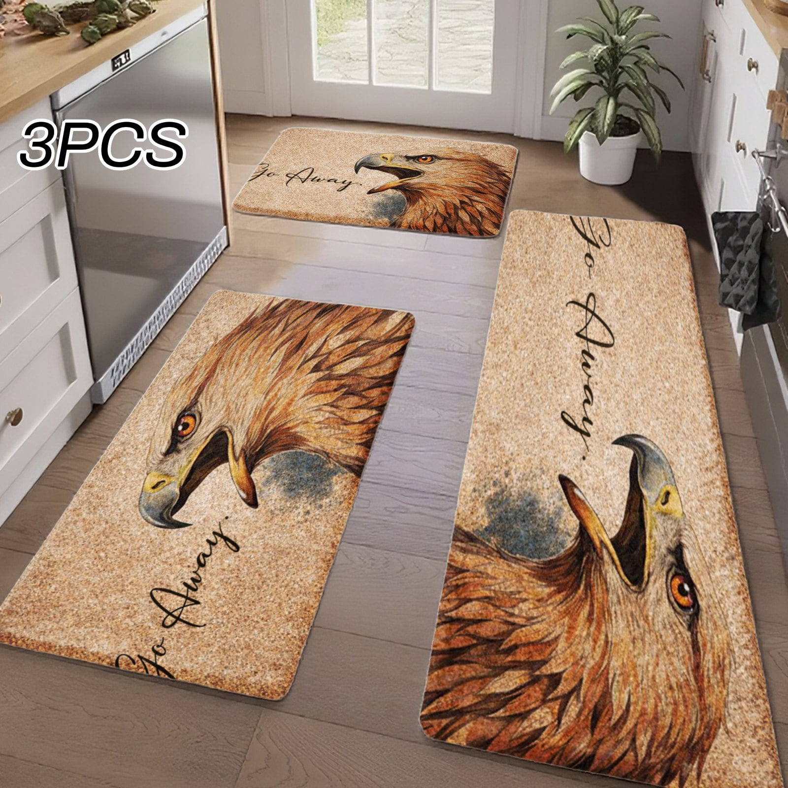 3PCS Kitchen Rugs, Welcome Door Mat set, Home Decoration for Front Door ...