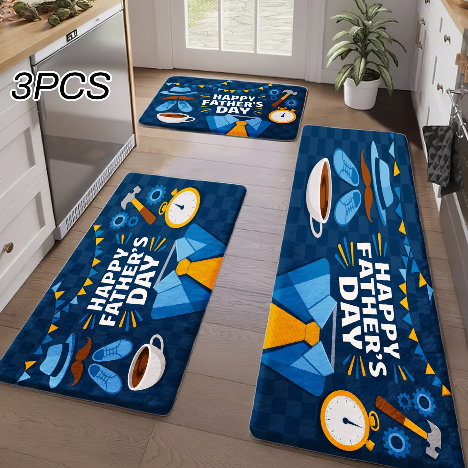 3PCS Kitchen Rugs, Welcome Door Mat set, Home Decoration for Front Door ...