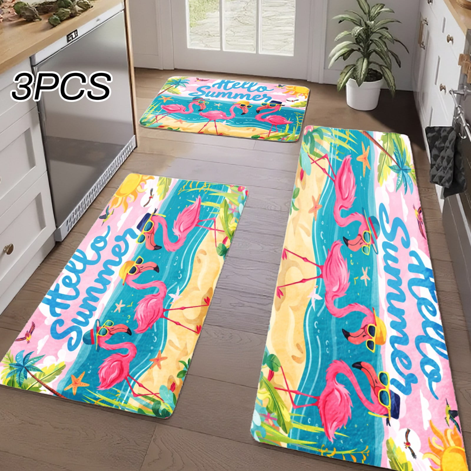 3PCS Kitchen Rugs, Welcome Door Mat set, Home Decoration for Front Door ...