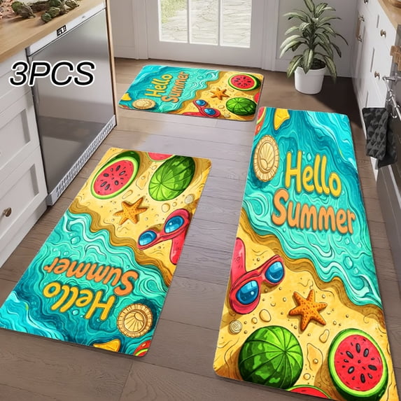 3PCS Kitchen Rugs, Welcome Door Mat set, Home Decoration for Front Door ...