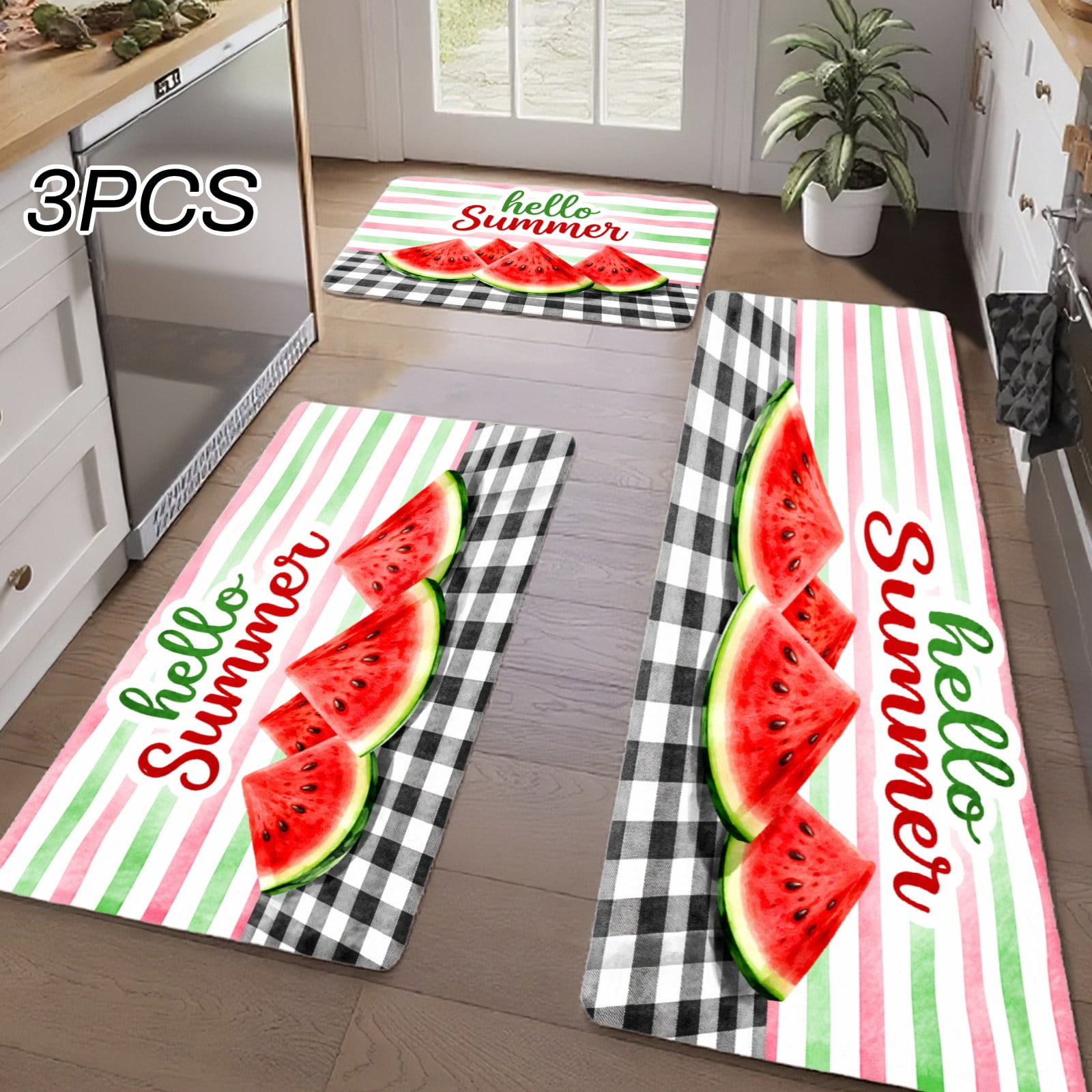 3PCS Kitchen Rugs, Welcome Door Mat set, Home Decoration for Front Door ...