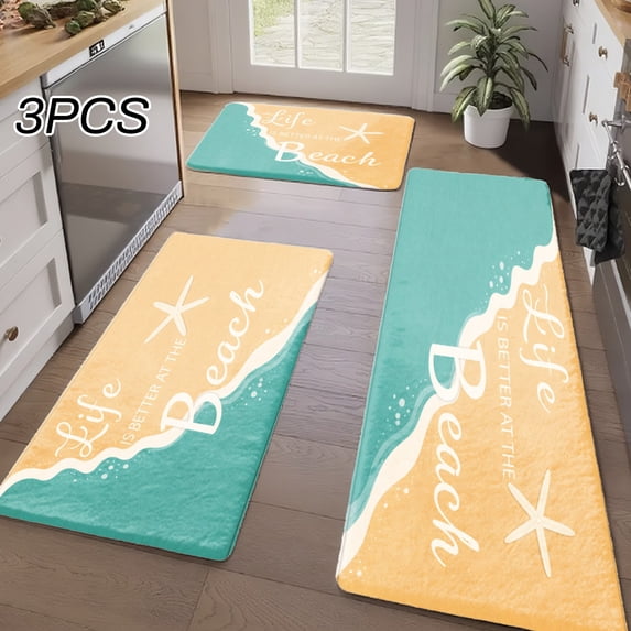 3PCS Kitchen Rugs, Welcome Door Mat set, Home Decoration for Front Door ...
