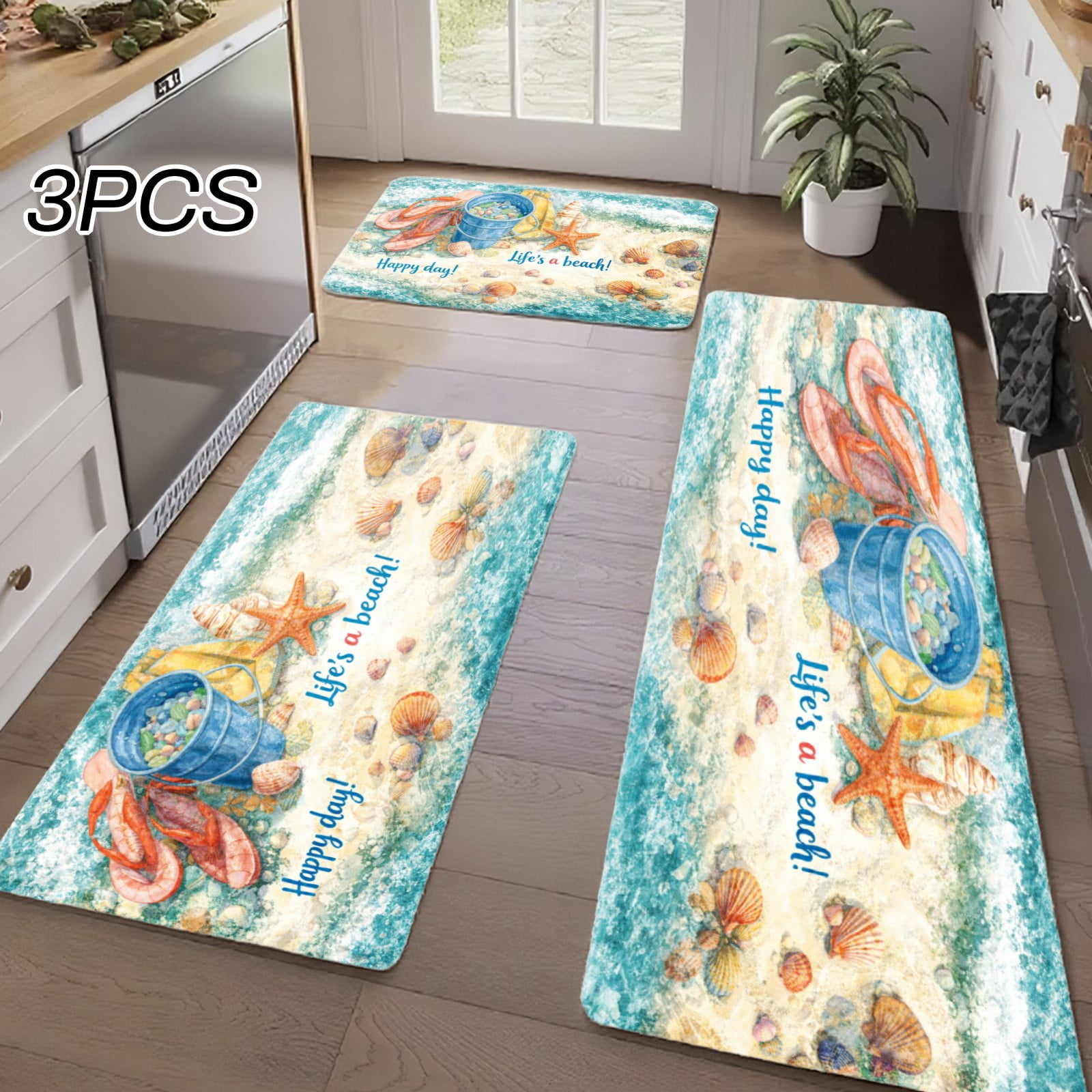 3PCS Kitchen Rugs, Welcome Door Mat set, Home Decoration for Front Door ...