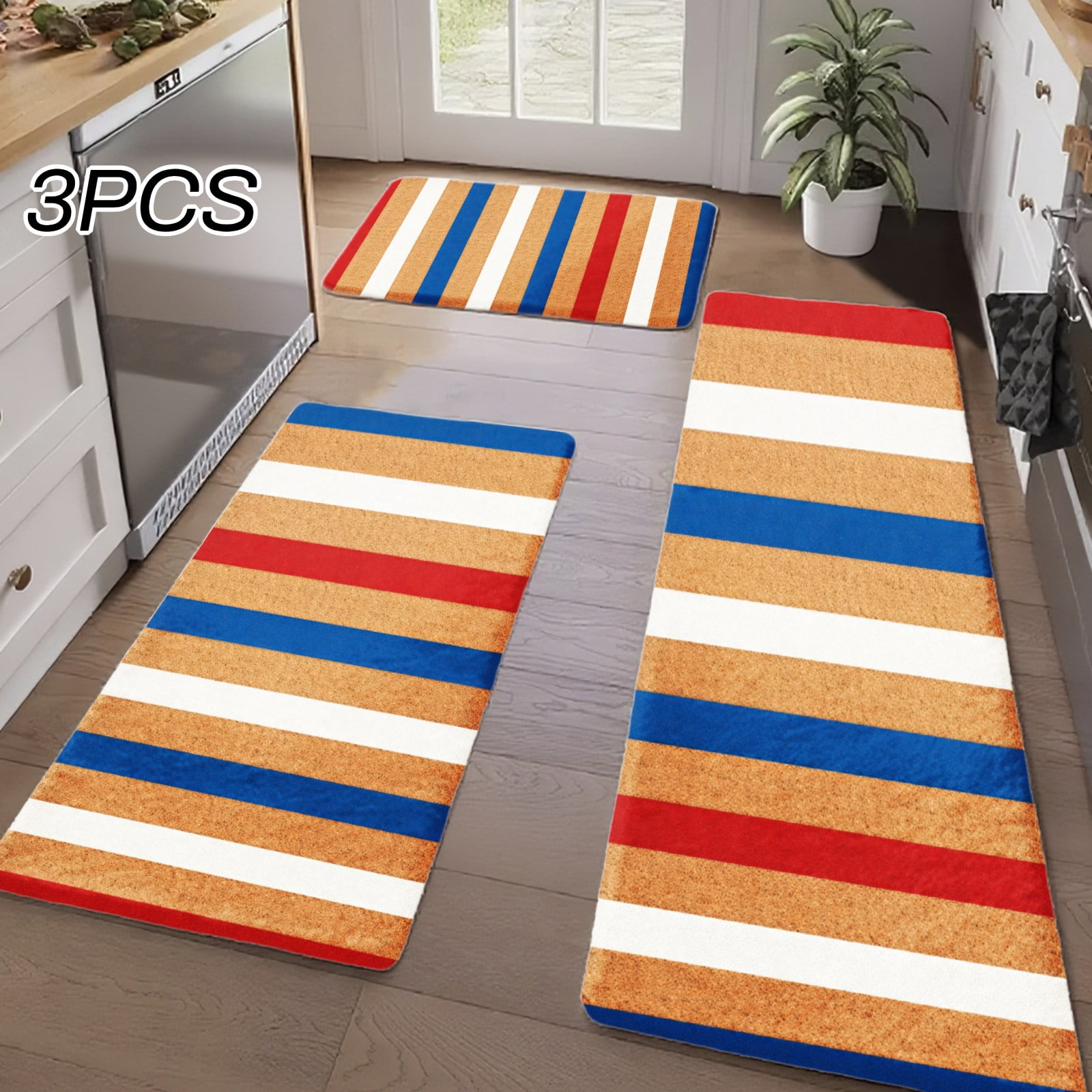 3PCS Kitchen Rugs, Welcome Door Mat set, Home Decoration for Front Door ...