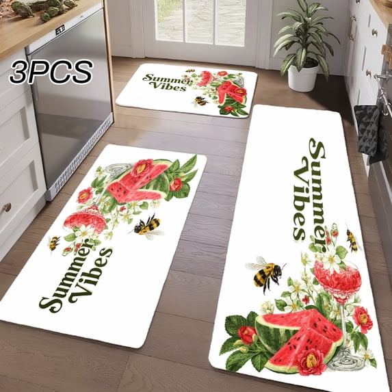 3PCS Kitchen Rugs, Welcome Door Mat set, Home Decoration for Front Door ...